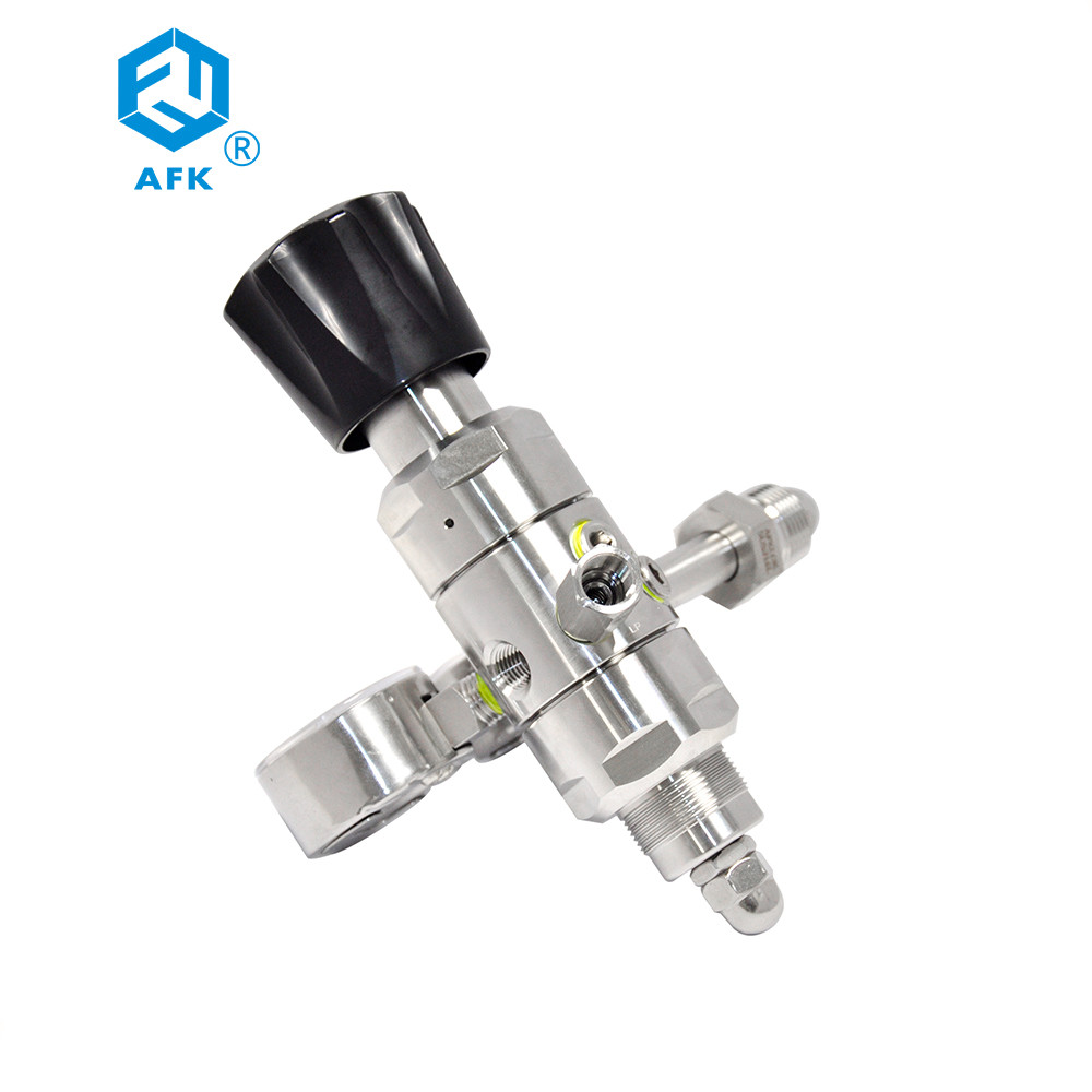 R31 Stainless Steel 316 Pressure Regulator 6 Hole Double Gauge 4000psi