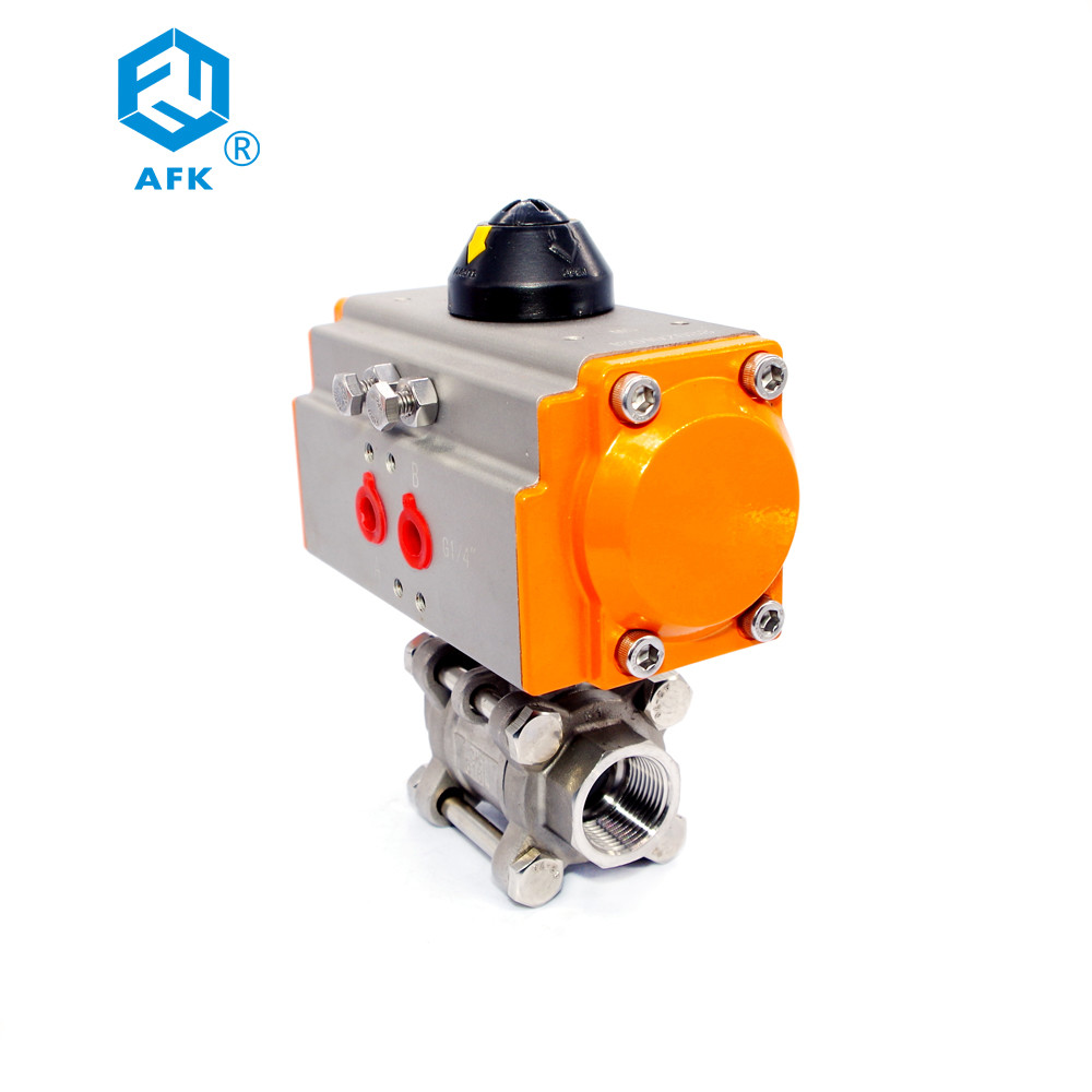 3PCS Pneumatic Actuated Female Type NPT BSPT BSPP Threaded Ball Valve