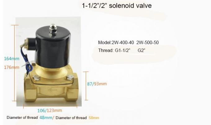 2W-500-50 Direct Acting 2 inch 24vdc Water Brass Solenoid Valve