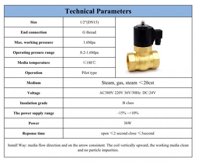 2 Way Electric Steam Valve , 1/2 Inch Automatic Steam Control Valve 220V AC