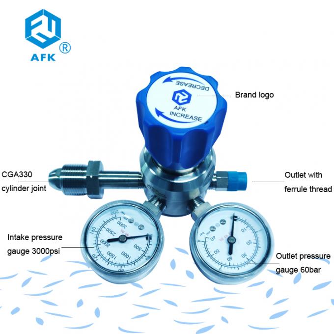 316L 3000Psi Stainless Steel Pressure Regulator CGA330 Cylinder Connector