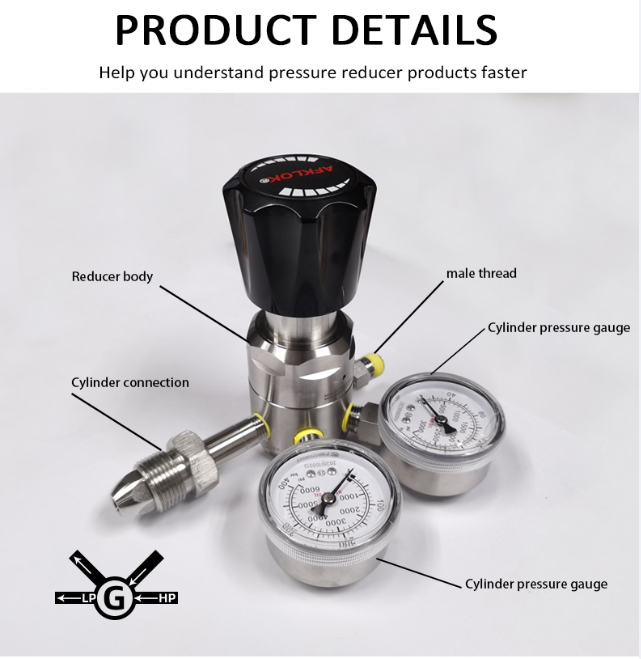 AFK Nitrogen SS Single Stage Pressure Regulator High Pressure 350 Bar ...