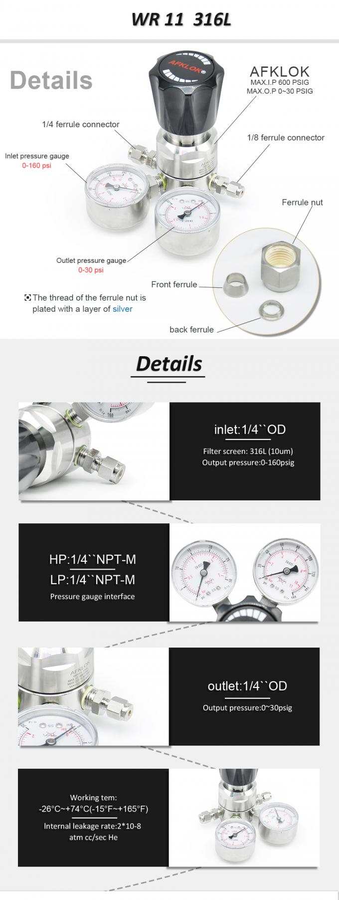Stainless Steel Pressure Regulating Valve Nitrogen Natural Propane Low ...