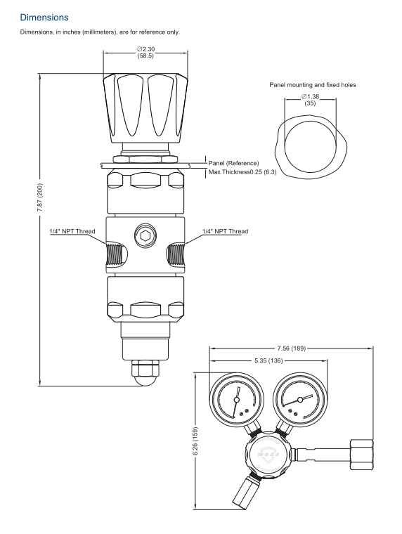 Adjustable High Pressure Dual Stage Pressure Regulator With Gauge Ball ...